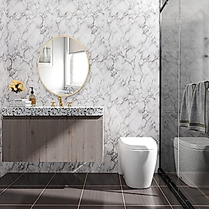YENHOME Waterproof Contact Paper for Bathroom Countertops Kitchen Countertop Peel and Stick Contact Paper Grey Marble Contact Paper Peel and Stick Wallpaper Gloosy Counter Top Stick Paper 17.7"X200"