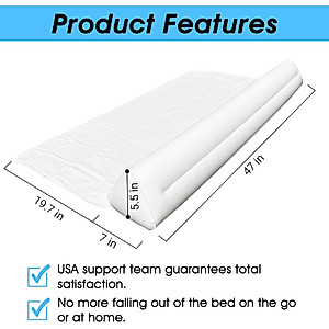 [2-Pack] Inflatable Bed Rail for Toddlers, Kids with Pump - baby portable rail guard for travel - blow-up bed bumpers with safety flaps - King, Queen, Full, Twin, Toddler Size Bed - infant bed bumper