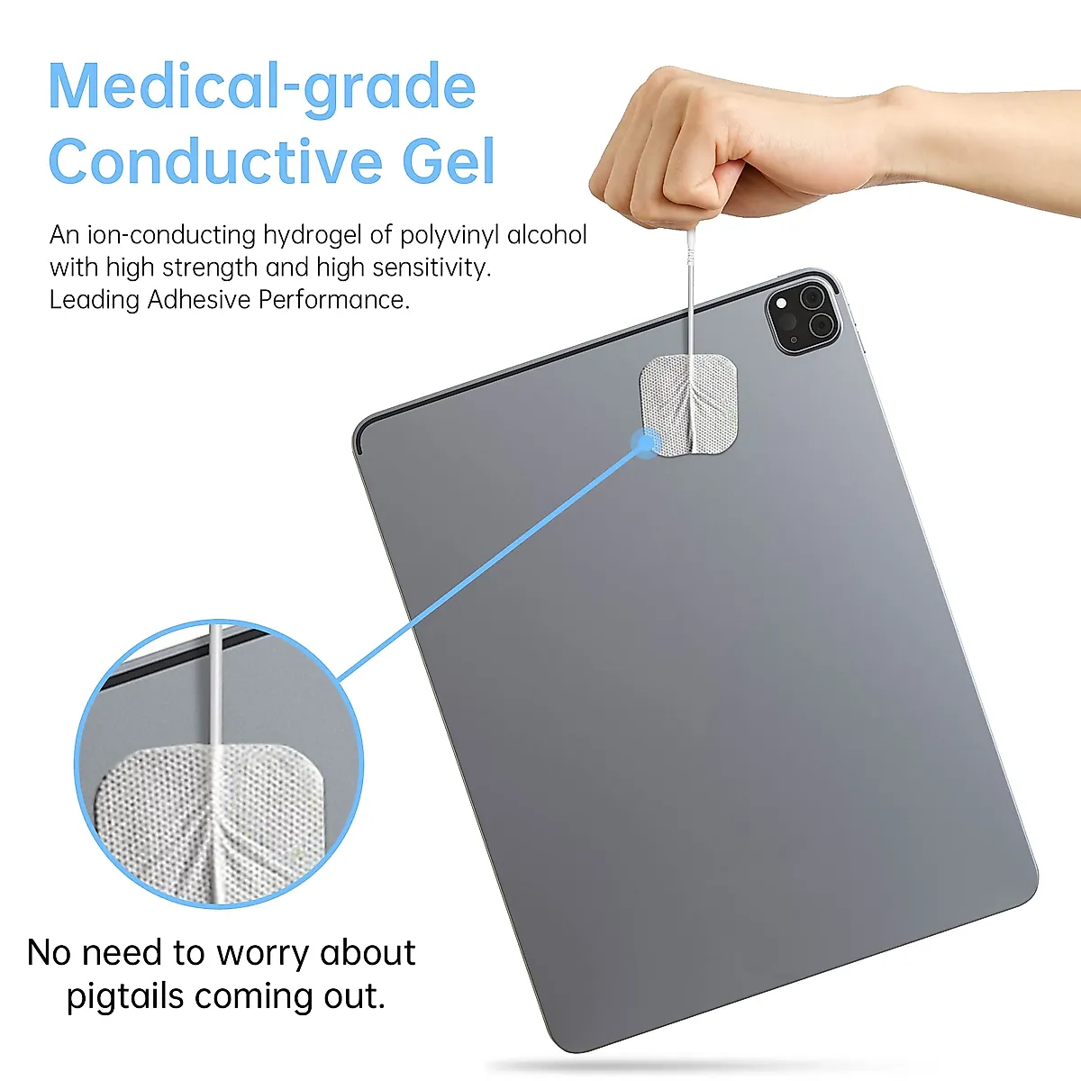 Extra Large Tens Unit Replacement Pads 4'' x 4" (12 Pcs) with Pad Holder, Reusable and Self-Stick Electrodes TENS Pads Compatible with AUVON TENS 7000 EMS Machine (Latex-Free and NonIrritating)