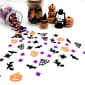 Halloween Confetti | Glitter Confetti Sprinkles for Party Table Scatters Decoration | Pumpkin Bat Witch Spider Confetti for Party Supplies | Metallic Foil | 45g 1.6OZ 1100Pcs