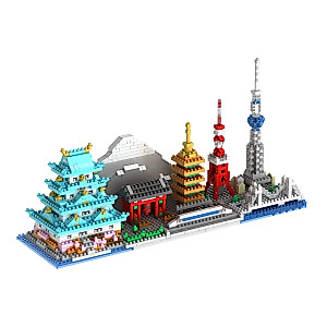 OneNext Japan Tokyo Skyline Collection Famous Architecture Model Building Block Set (1350pcs) Micro Mini Bricks Toys Gifts for Kids and Adults