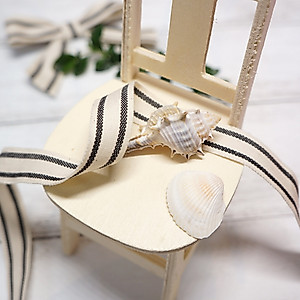 CT CRAFT LLC Ivory Cotton Black Stripes Ribbon 1" x 10 Yards for Home Décor Gift Present Wrapping DIY Crafts Birthday Wedding Bouquet Christmas