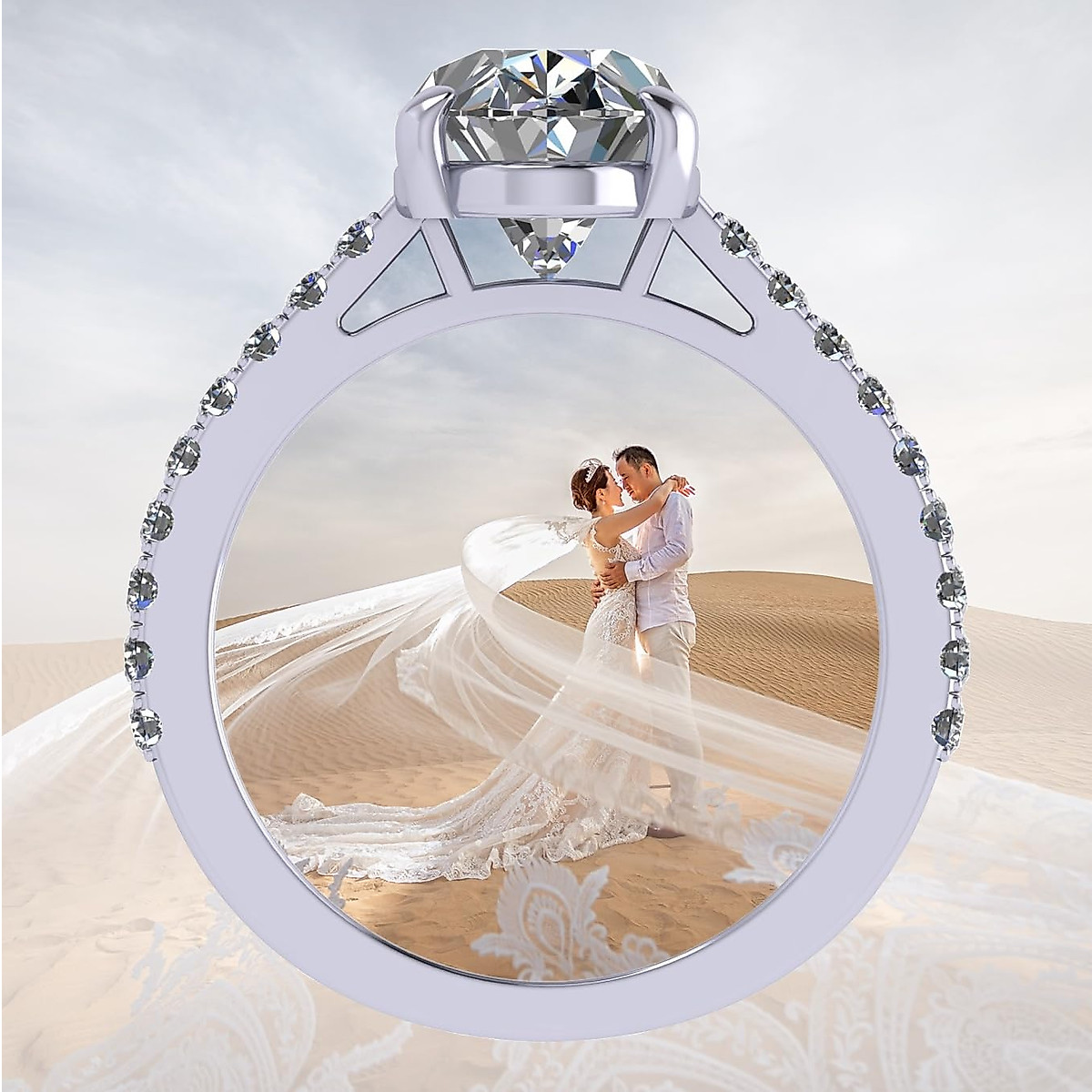 Central Diamond Center VOUS Oval Cut Solitaire Engagement Wedding Ring, Sterling Silver w/Pure Brilliance Zirconia - Size 6.5