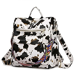 Women Backpack Purse Convertible Daypack Fashion Designer Travel Casual Shoulder Bag (Cow Off-white)