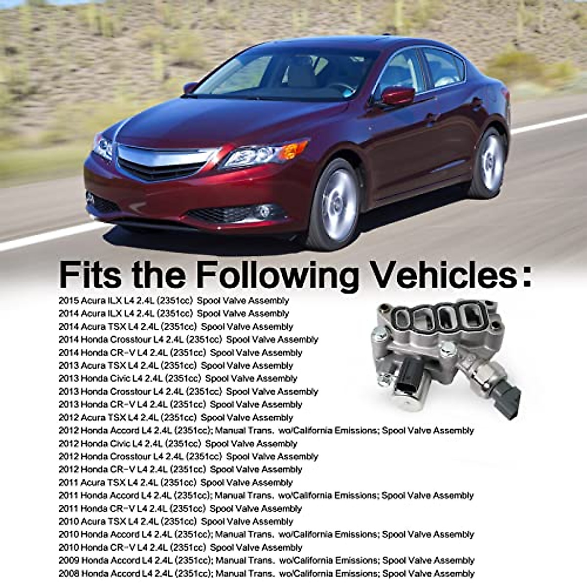 Aumzong Engine Variable Valve Timing VVT Solenoid With Sensor with Gasket,Compatible with 3.0L 3.5L Honda Accord,Odyssey,pilot,Replace 918-078 15810-RKB-J01