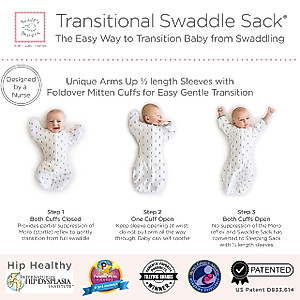 SwaddleDesigns Transitional Swaddle Sack with Arms Up Half-Length Sleeves and Mitten Cuffs, Tiny Hedgehogs, Small, 0-3mo, 6-14 lbs (Better Sleep for Baby Boys, Baby Girls, Easy Swaddle (Pack of 2)