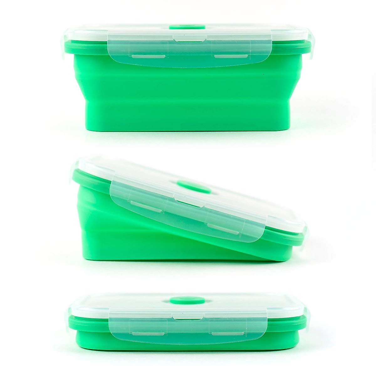 Vremi Silicone Food Storage Containers with BPA Free Airtight Plastic Lids - Set of 4 Small and Large Collapsible Meal Prep Container for Kitchen Lunch Boxes - Microwave and Freezer Safe