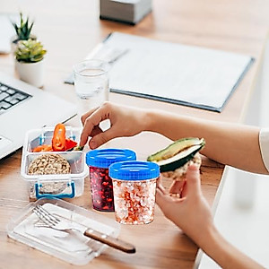FEOOWV 12pcs 4oz Salad Dressing Container to Go - Small Containers with Lids Leakproof Condiment Containers with Screw Lids Reusable Stackable Plastic Dip Sauce Containers (Blue)