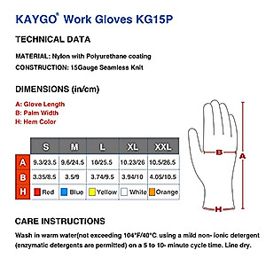 KAYGO Work Gloves PU Coated-12 Pairs, KG15P,Nylon Lite Polyurethane Safety Work Gloves, Gray Polyurethane Coated, Knit Wrist Cuff,Ideal for Light Duty Work (Large, Black)