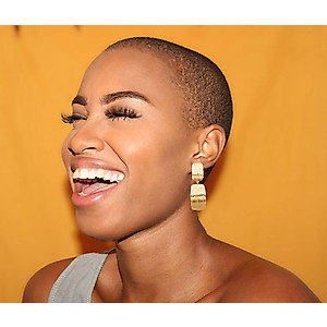 Women's Oversize Geometric, Tear Drop, Hammered Statement Metal Clip on Earring (Many Styles) (Gold/Style 9)