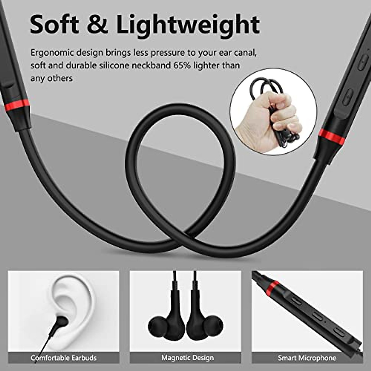 Bluetooth Neckband Headphones for Samsung S22 Ultra S23 in-Ear Magnetic Earbuds Noise Canceling Bass Stereo Sound Mic Wireless Earbuds for iPhone 14 13 Galaxy Fold4 Flip3 S21 A53 A54 A14 Pixel 7 Pro 6