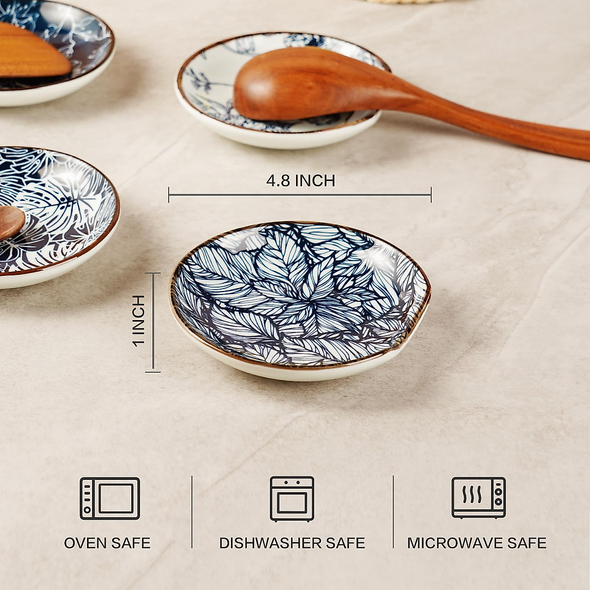 Ceramic Spoon Rest for Stove Top - Set of 4 Cooking Spoon Rest for Kitchen Counter 4.8 Inches Ceramic Pasta Spoon, Oven and Microwave Safe