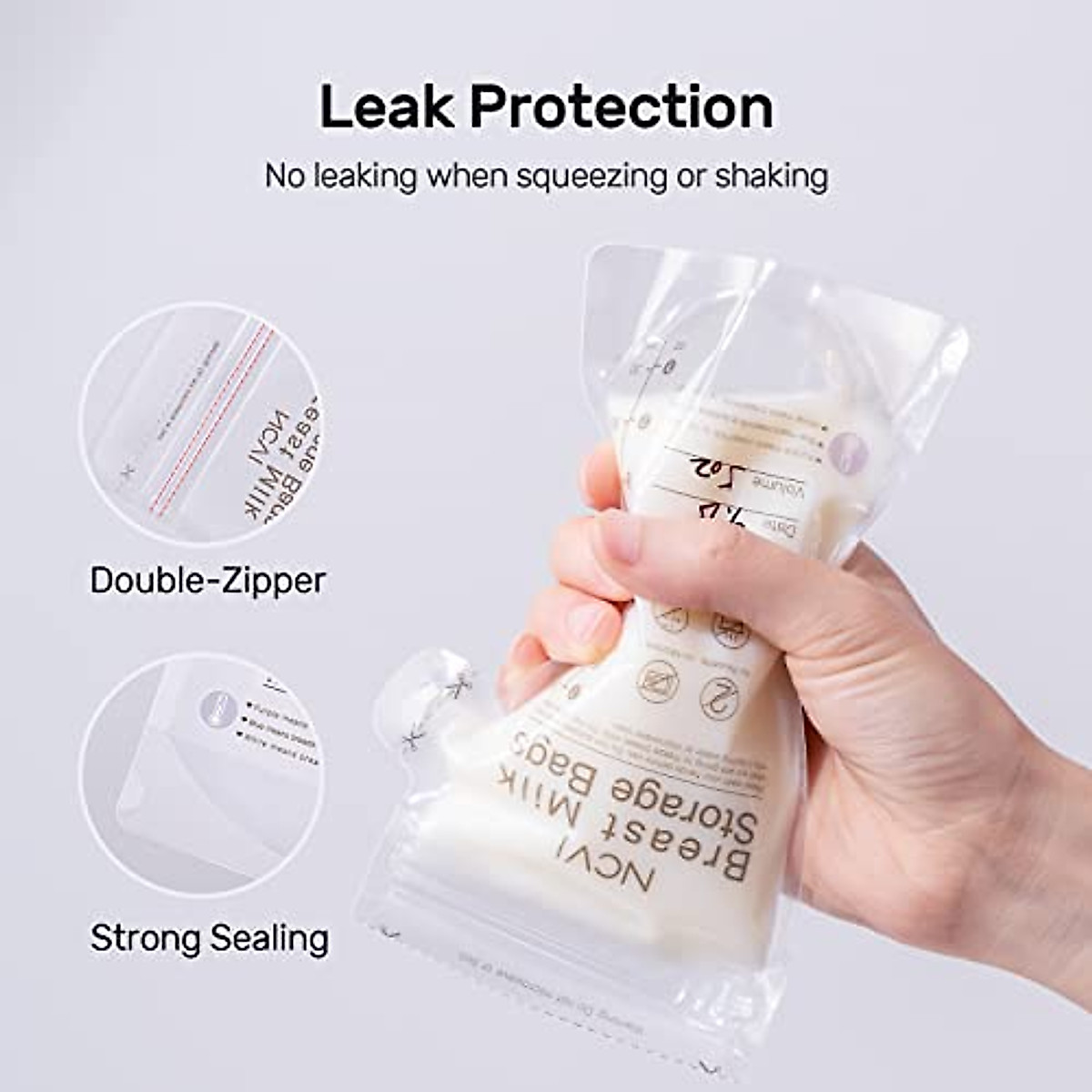 NCVI Breastmilk Storage Bags, 25 Count Milk Storage Bags for Breastfeeding, 7oz Breast Milk Storage Bags with Temp-Sensing, Doubled-Sealed, Hygienically, Self Standing, Easy Pour Spout, BPA Free