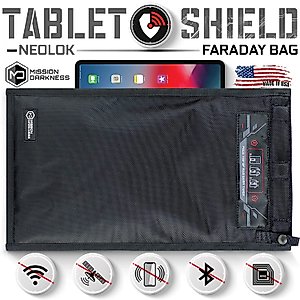 Mission Darkness NeoLok Non-Window Faraday Bag for Tablets (+ Secure Magnetic Closure) // Device Shielding for Law Enforcement & Military, Data Security, Anti-Hacking & Anti-Tracking Assurance