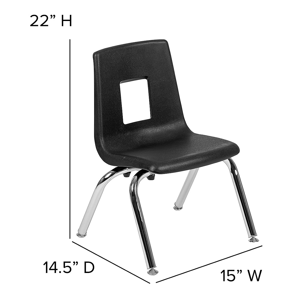 BizChair Black Student Stack School Chair - 12-inch