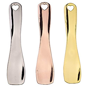 Teensery 3 Pcs Metal Cosmetic Spoon Spatulas Makeup Skin Care Facial Cream Mask Scoop Tool for Home Salon (Gold, Silver, Rose Gold)