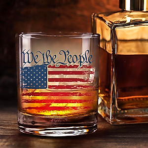 Lucky Shot - We The People American Flag Whiskey Glass | United States Constitution | Patriotic Wine Glasses | Political Republicans Patriotic Glass (11 oz)