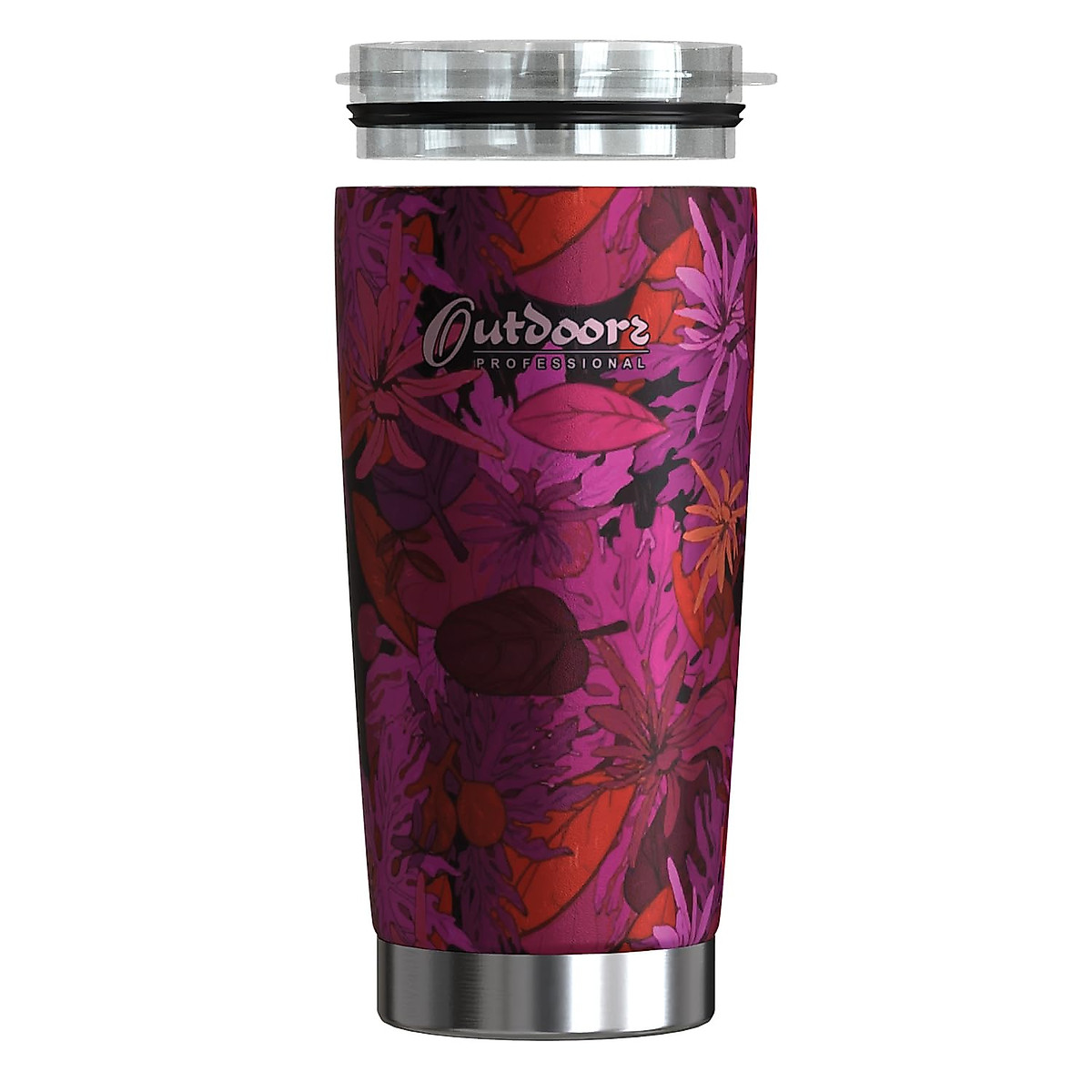OUTDOORS PROFESSIONAL OUTD9317 20-Oz. Stainless Steel Double-Walled Vacuum-Insulated Classic Tumbler with Sealed Silicone Lid (Tropical Purple)