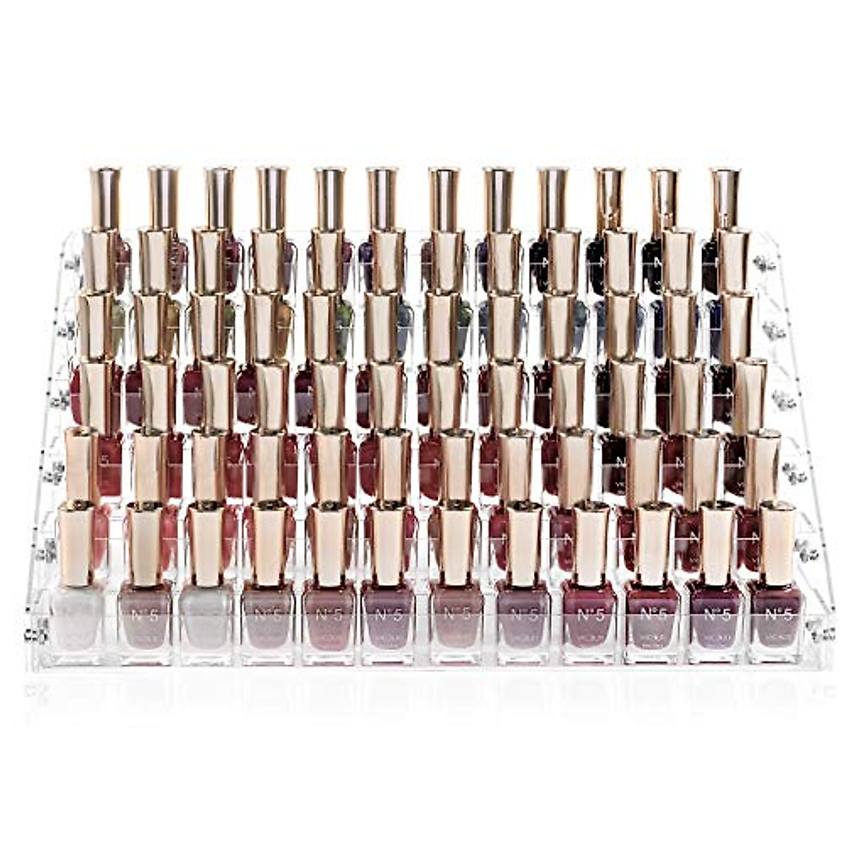 HBlife Clear Nail Polish Organizer 6 Tier Acrylic Display Rack Holds Up to 72 Bottles