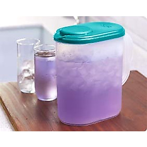 1 Gallon/3.8 Liter Slim Heavy Duty Plastic Measuring Pitcher with See Through Base, Leak Proof Spill Proof Lid w/Pivot Spout Lid, BPA-free -Ideal for mixing, storing and serving beverages