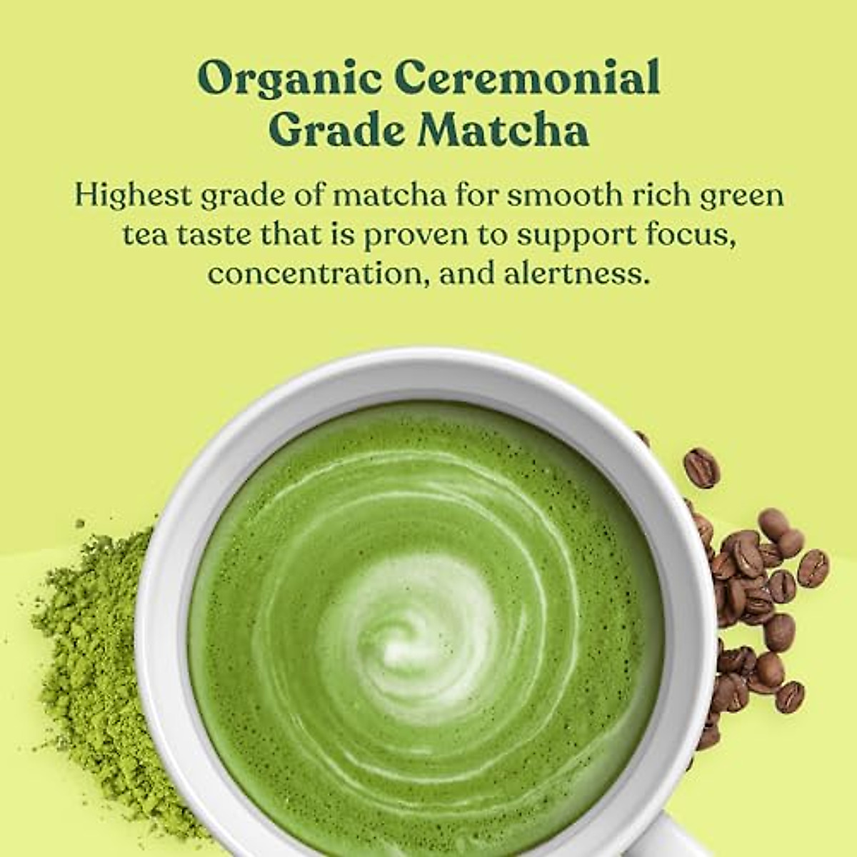 Matcha Latte Mix by Four Sigmatic | Lion’s Mane Mushroom, Organic Matcha, Maitake & Moringa | Focus, Creativity & Productivity Support | 20mg Caffeine | Vegan, Gluten-Free | 0.21 Ounce | Pack of 10