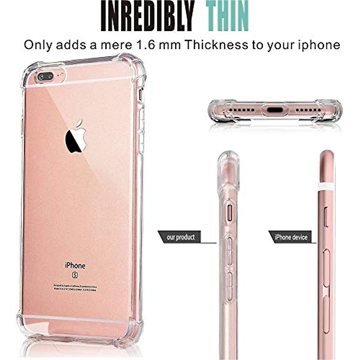Folmeikat Compatible with iPhone 8 Plus Case, iPhone 7 Plus/iPhone 6 Plus/6s Plus Case Screen Protector Slim Shock Absorption Reinforced Corner Soft TPU Silicone Clear Case 5.5" (Clear)