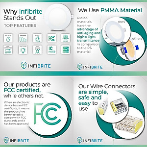 INFIBRITE 6 Inch WiFi Smart Ultra-Thin LED Ceiling Mount Recessed Light 12W 1100LM Dimmable with Junction Box, App & Voice Control, Alexa/Google Compatible, ETL & Energy Star, Wet Rated (6 Pack)