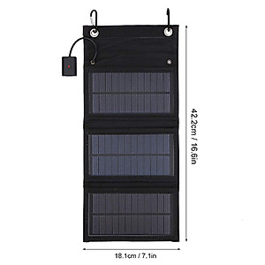 Hilitand Portable Solar Panel Foldable Pack Waterproof Solar Panels for Tourism and Hiking, USB 5V 15W Solar Panel 42.2 x 18.1cm
