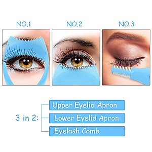 TecUnite 6 Pieces 3 in 1 Eyelashes Tools Mascara Shield Applicator Guard Eyelash Guide for Makeup, 3 Colors