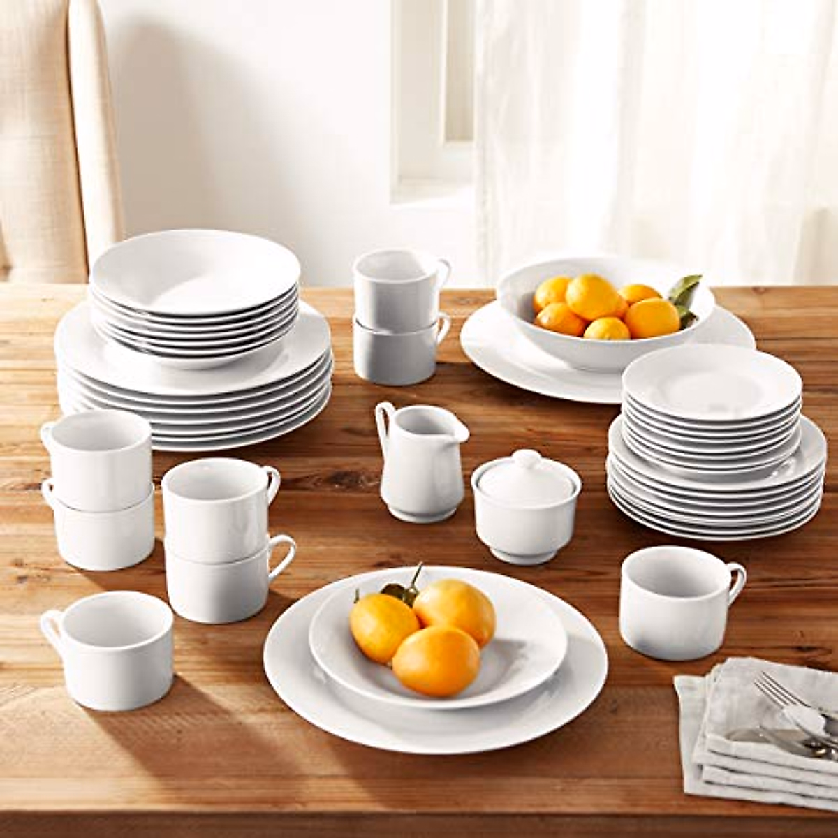 10 Strawberry Street Simply Round 45 Piece Dinnerware Set, White