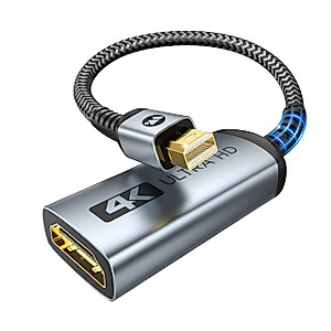 Warrky 4K Mini DisplayPort to HDMI Adapter, [UHD, Gold-Plated Plug, Aluminum Case, Super Slim] Thunderbolt to HDMI Converter Compatible for MacBook Air/Pro, Surface Pro/Dock, Monitor/Projector