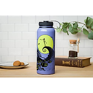 Silver Buffalo Nightmare Before Christmas Purple Hill Stainless Steel Water Bottle With Twist Lid, 42 Ounces