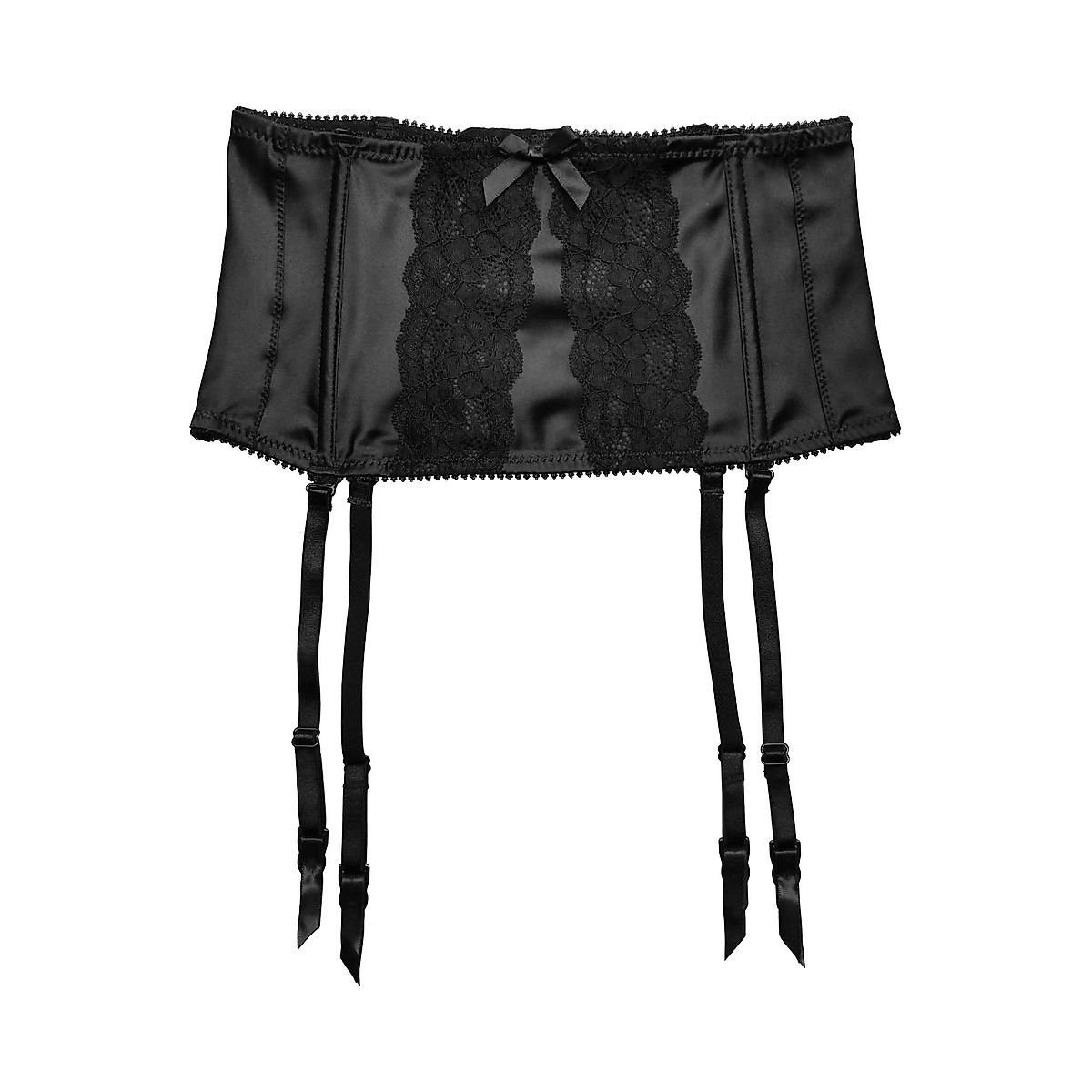 TVRtyle Black Women's Waist Training Fishbones Lace Metal Clips Sexy Garter Belts for Stockings S516B (Black, Medium)