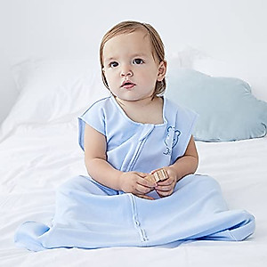 Duomiaomiao Baby Sleep Sack, Cotton Toddler Sleeping Bag, Sleeveless Wearable Blanket Baby 1 Pack, 0.5 Tog Swaddle Transition Sleep Bag Sack, Blue