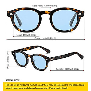 TR90 JAY DEPP Polarized Tony Sark Women's Fashion Retro Colorful Sunglasses Round Blue Sunglasses