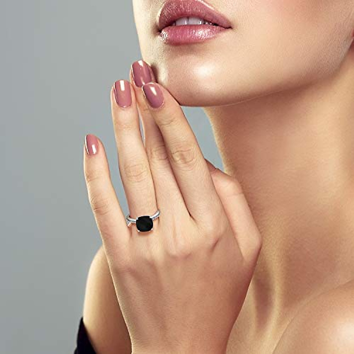 Gem Stone King 925 Sterling Silver 10MM Cushion Cut Gemstone Birthstone Engagement Ring | Wedding Anniversary Promise Ring For Women | Available In Size 5, 6, 7, 8, 9