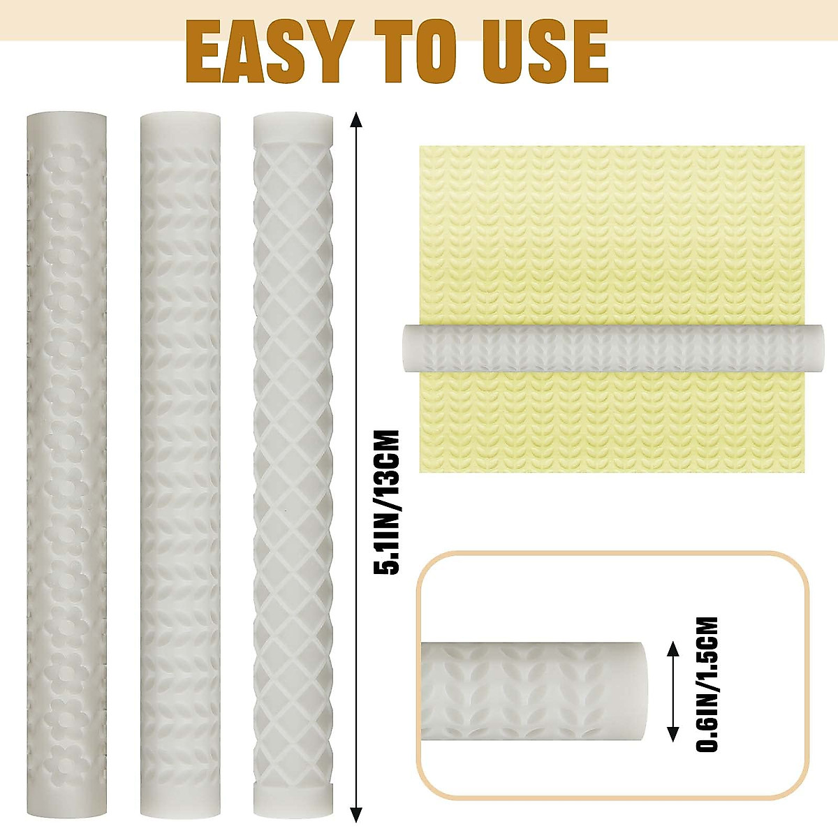 6 Pcs Clay Earring Making Kit, 3 Clay Texture Rollers, 3 Silk Screen Stencils for Polymer Clay, Polymer Clay Tools, 5.1 Clay Twig Rollers, 4 x 6 Inch Reusable Stencil for Clay Earrings Jewelry Making