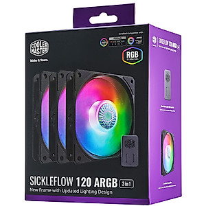 Cooler Master SickleFlow 120 ARGB 3N1 Pack Case & Cooling Fan – Controller Included, ARGB Motherboard Compatible, Translucent Air Balance Blades, 62 CFM, 2.5 mmH2O, 8 to 27 dBA - ARGB