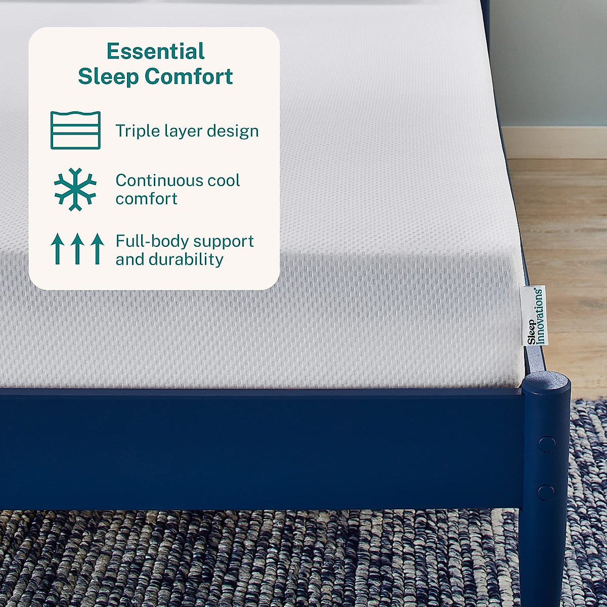 Sleep Innovations Marley 8 Inch Cooling Gel Memory Foam Mattress, Full Size, Bed in a Box, Medium Firm Support