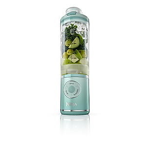 Ninja Blast Max, Portable Blender + Twist & Go, Personal Blender, Ninja Blender, Smoothie, Blend, Ice Crush, 3 Programs, Cordless, 22oz removable Vessel, Dishwasher Safe, Leakproof, Sea Glass, BC251MT