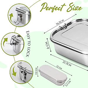 Steel Lunch Box, Stainless Steel Lunch Box, foldable Pork and Spon, Leakproof Container , 1400ml Steel Bento Lunch Box, Metal Lunch box for Adult and kids. Insulated Stainless Steel Lunch Container