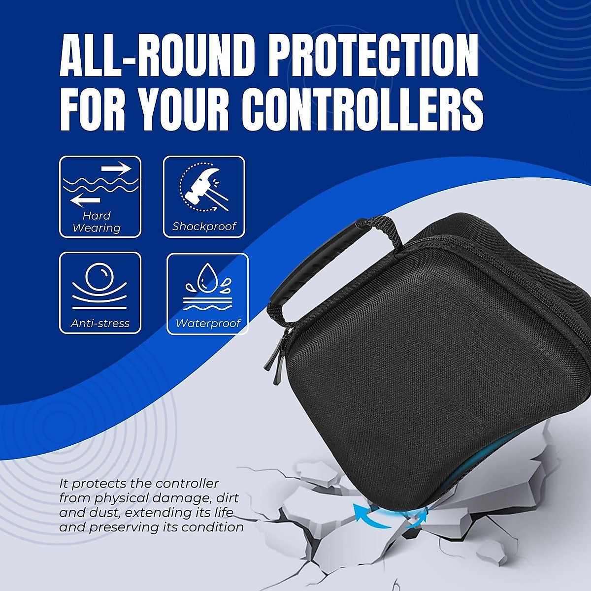 TNP Carrying Travel Storage Case for PS5 Controller, PS4 Controller, Xbox series X / S / Xbox One Controller, Nintendo Switch Pro Controller Holder Hard Shell Protective Cover EVA Accessories Pocket