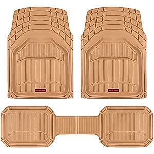 Motor Trend 943-BG FlexTough Defender Car Floor Mats -Next Generation Deep Dish Heavy Duty Contour Liners for Car SUV Truck & Van-All Weather Protection, Trim to Fit Most Vehicles Beige