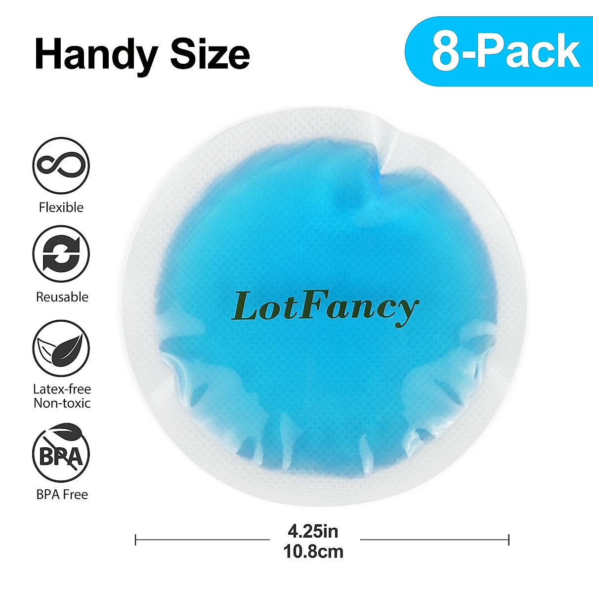 LotFancy Ice Pack for Injuries Reusable, 8 Small Gel Heating Cooling Pads with Cloth Backing, Hot Cold Therapy for Eyes After Surgery, Face, Breastfeeding, Wisdom Teeth, Jaw, Headache, Sinus Relief