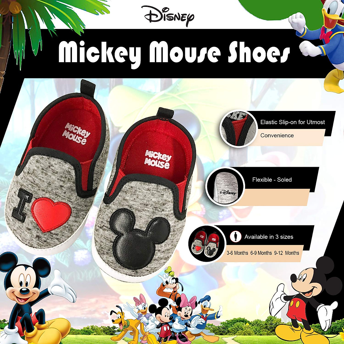 Disney Mickey Mouse Red and Black Infant Shoes - Size 12-18 Months