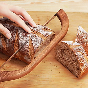 Uprichya Wooden Bread Bow Knife -16" Serrated Bagel Knife – Sourdough Cutter Fiddle Bow Bread Slicer Knife for Homemade Bread, Premium Stainless Steel Saw