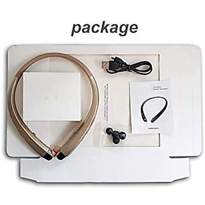 QT S Bluetooth Headset, Lightweight Retractable for Neckband Bluetooth Headphones for Sports Exercise Home & Office, Noise Cancelling Stereo Neckband Wireless Headset Talk 9-10 Hours-Black