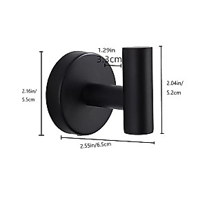 DMOKJER Bath Towel Hooks,SUS 304 Stainless Steel Robe Hook Holder, Coat Hook,Wall Mounted Heavy Duty Robe Hook Holder for Bathroom, 2 Pack (Black)