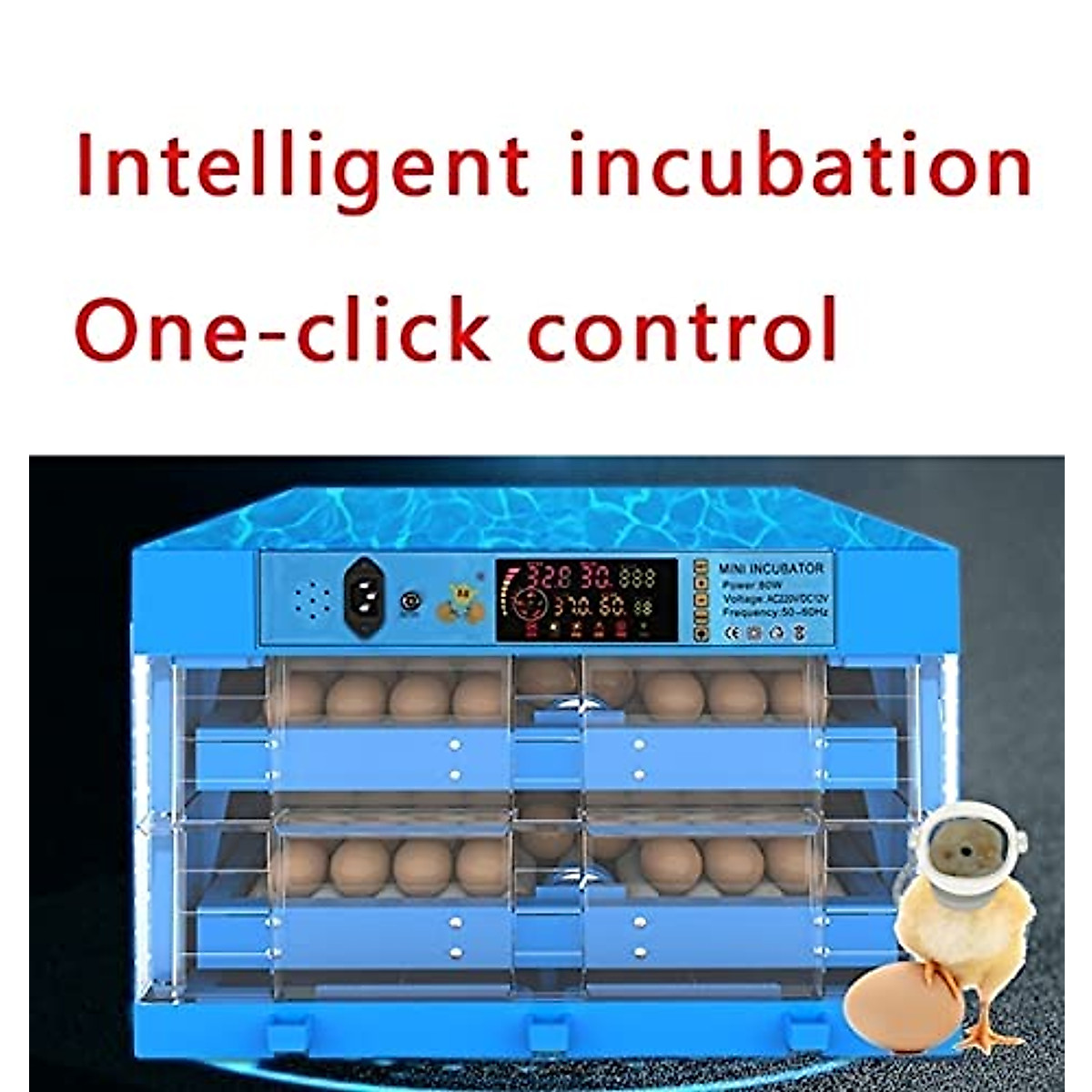 Egg Incubator with 36 LED Luminous Egg Candle Tester and Temperature Control Function and Humidity Control LCD Display Controller for Hatching Chicken Duck Goose Quail