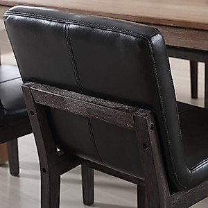 LZAREAL Comfy Modern Dining Chairs Set of 8, PU Leather Black Armless Dining Room Chairs with Solid Wood Legs, Mid Century Upholstered Dining Chair for Kitchen, Restaurant, Cafe